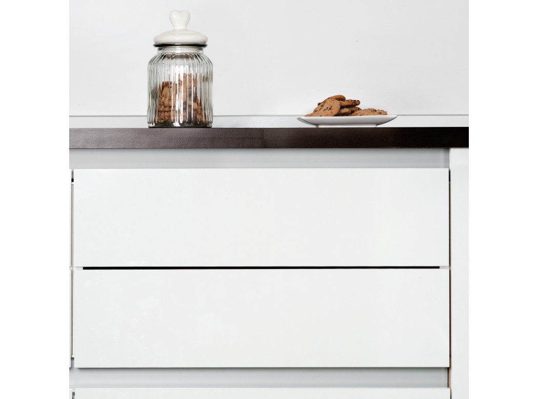 Emuca Kit de perfil Gola central para muebles de cocina, Pintado negro, Aluminio